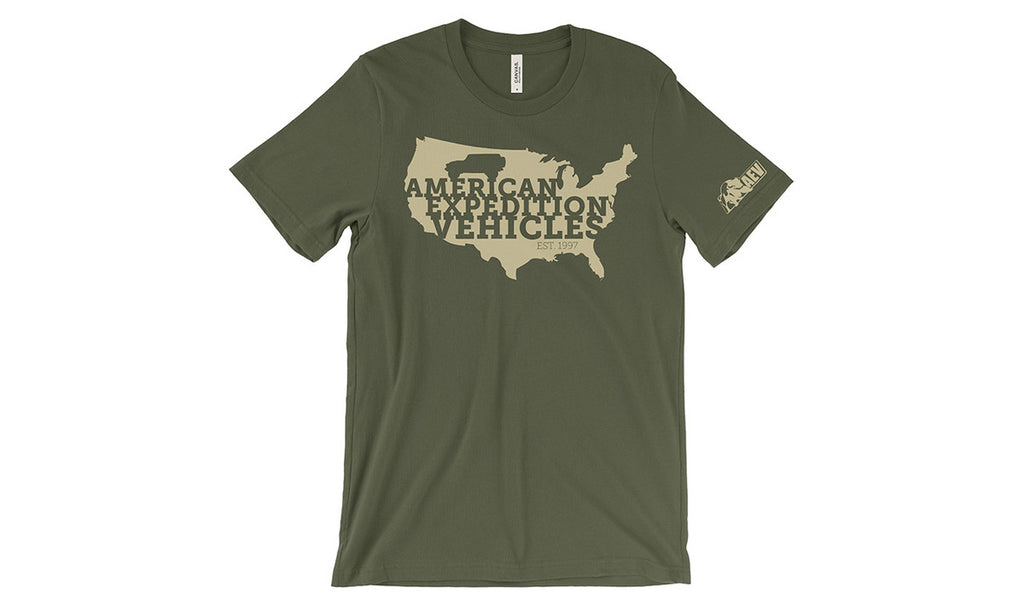 US Army Green T-Shirt with AEV Logo Print | AEV